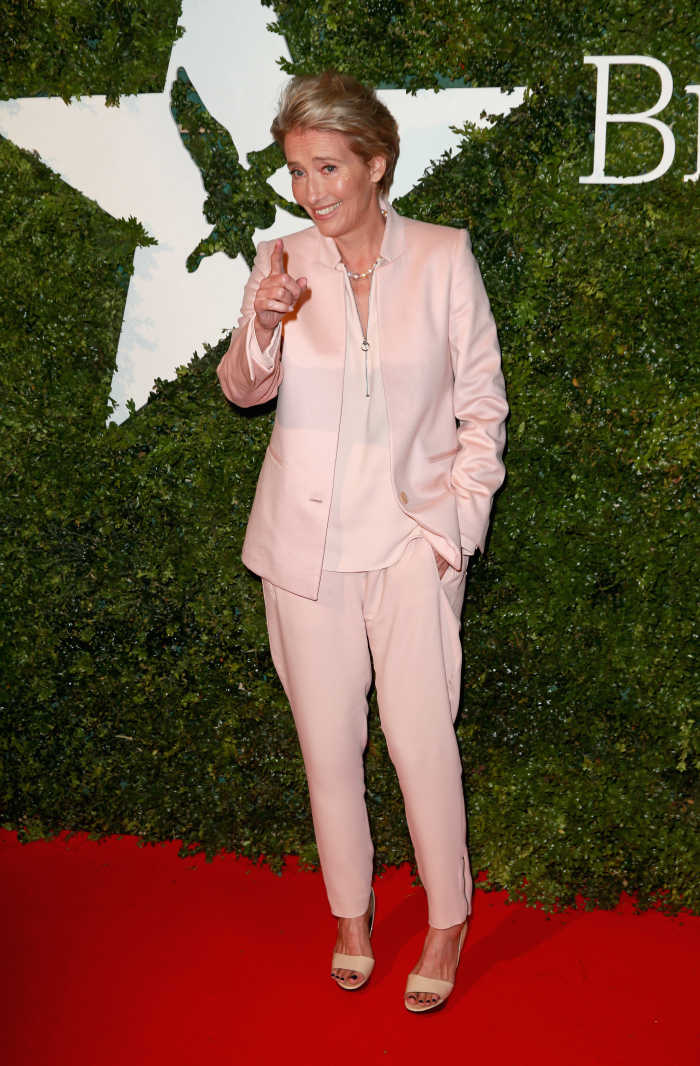 Emma Thompson Demonstrates the Power of a Pink Pantsuit - Fashionista