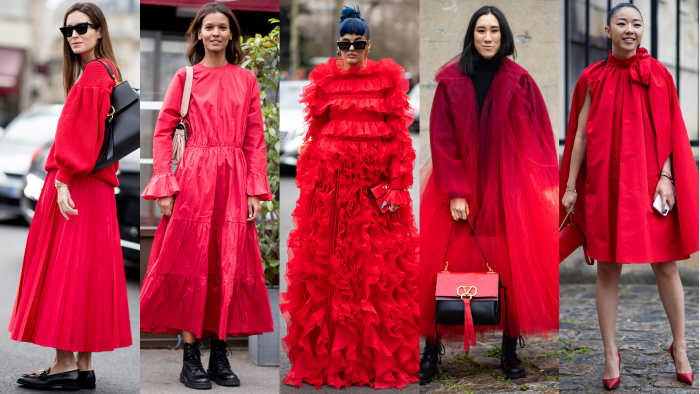 Red Outfits Stole the Street Style Show Over the Weekend at Paris ...