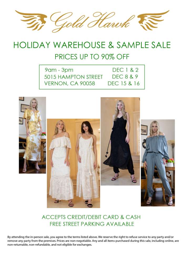 Gold Hawk Fall / Winter Warehouse & Sample Sale - Fashionista