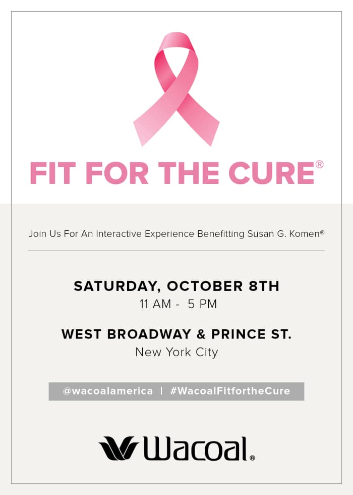 WACOAL HOSTS ITS FIRST POP-UP EVENT: FIT FOR THE CURE®, OCTOBER 8TH IN ...