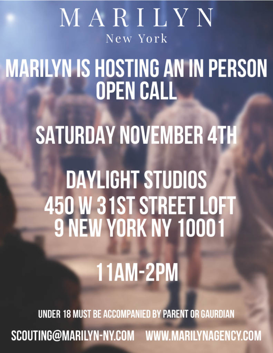 Marilyn New York Model Open Call - Nov. 4th - NYC - Fashionista