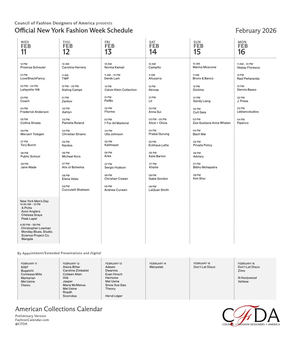 The Preliminary New York Fashion Week Fall 2026 Schedule Has Arrived ...